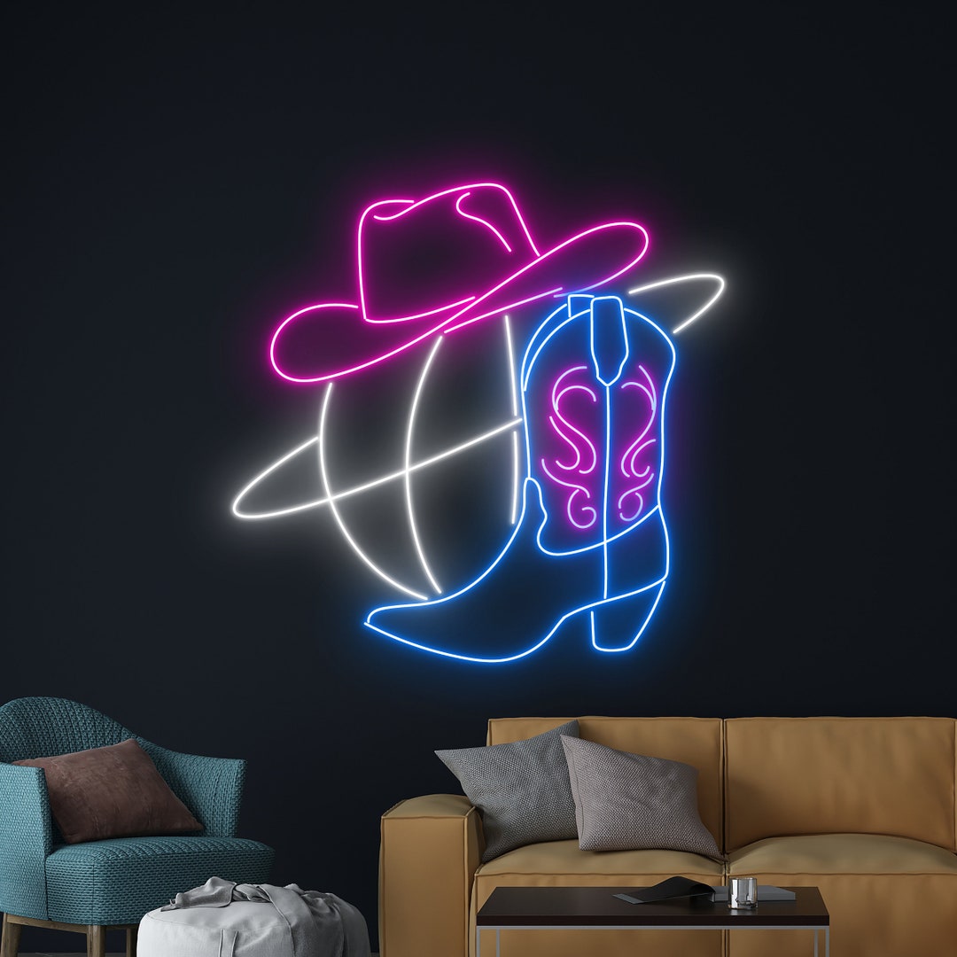 Disco Cowgirl Led Sign, Cowboy Hat Disco Ball Neon Light, Cowgirl Boost ...