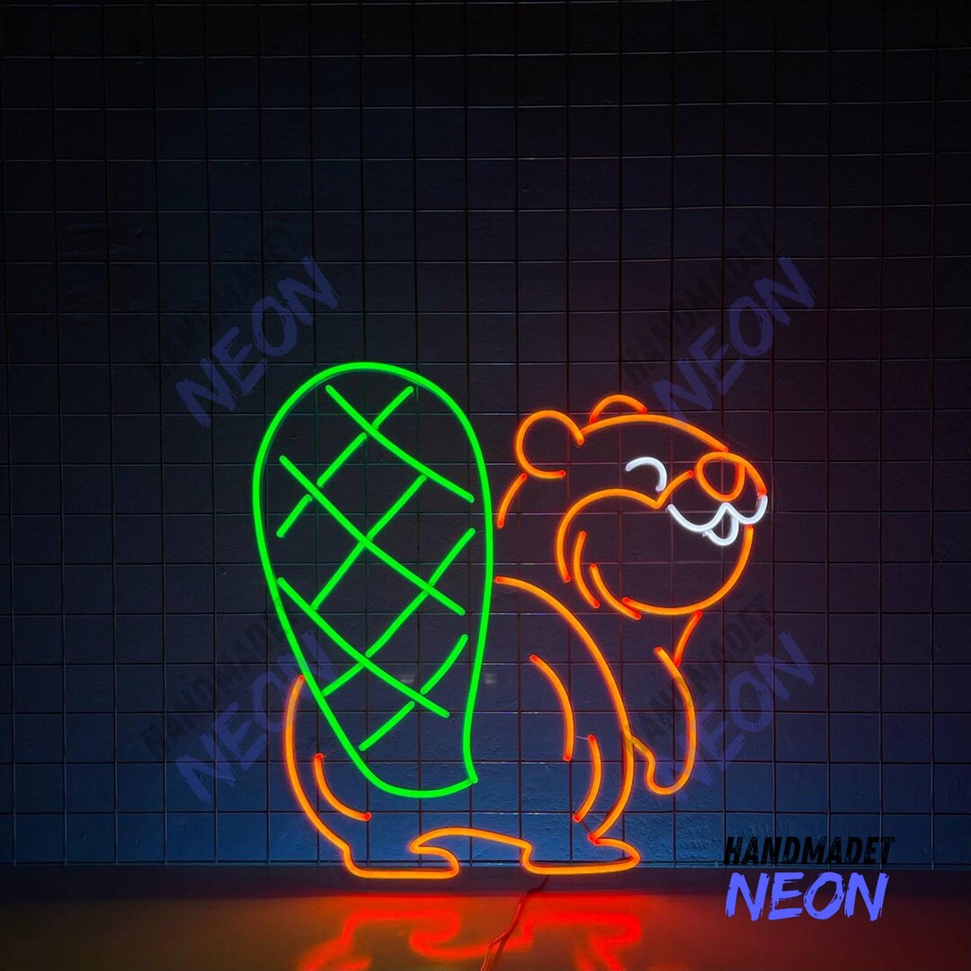 Beaver Neon Sign, Beaver Led Sign, Cute Beaver Led Light, Funny Beaver ...
