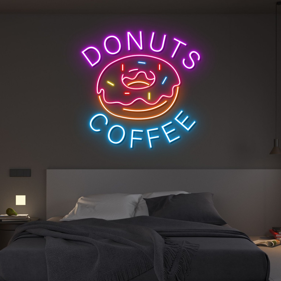 Donuts Coffee Led Sign, Donut Led Sign, Wall Decor, Shop Neon Sign ...