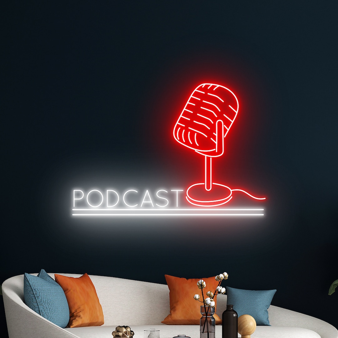 Podcast Microphone Led Sign, Micro Neon Light, Mic Neon Sign, Podcast ...