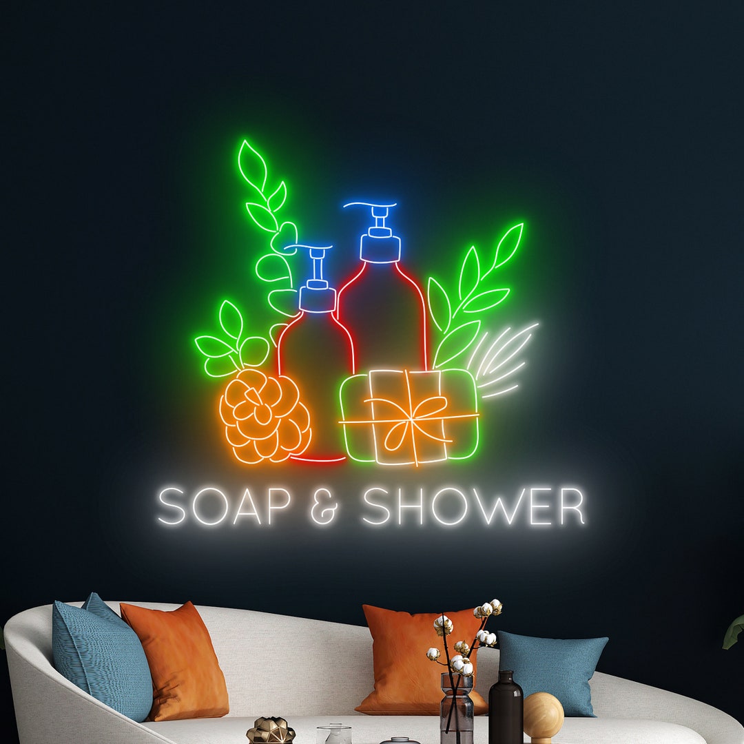 Soap and Shower Led Sign, Soap and Shower Neon Light, Bathroom Neon ...