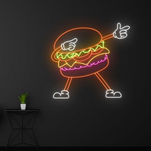 Burger Neon Sign, Burger Neon Light, Burger Led Light, Fast Food Led ...