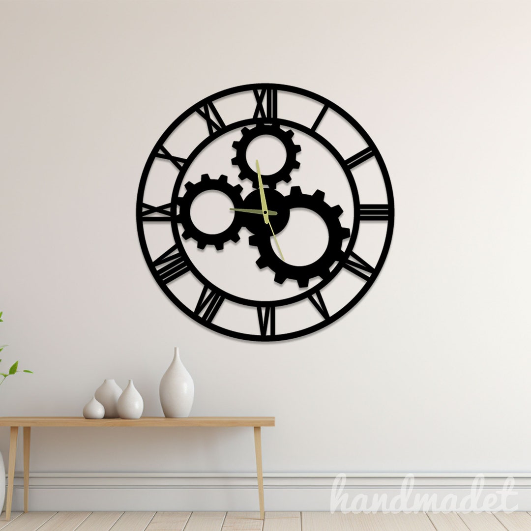 Industrial Gear Wall Clock Unique, Gear Round Wall Clock, Gear Oversize ...