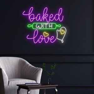 Bake With Love Neon Sign, Bakery Led Sign, Bakery Light Sign, Baking ...