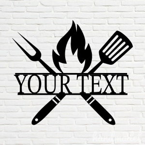 Custom BBQ Metal Wall Art LED Light Personalized Barbecue Sign Home ...