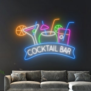Cocktail Bar Neon Sign, Bar Logo LED Light, Juice Fresh Fruit Neon ...