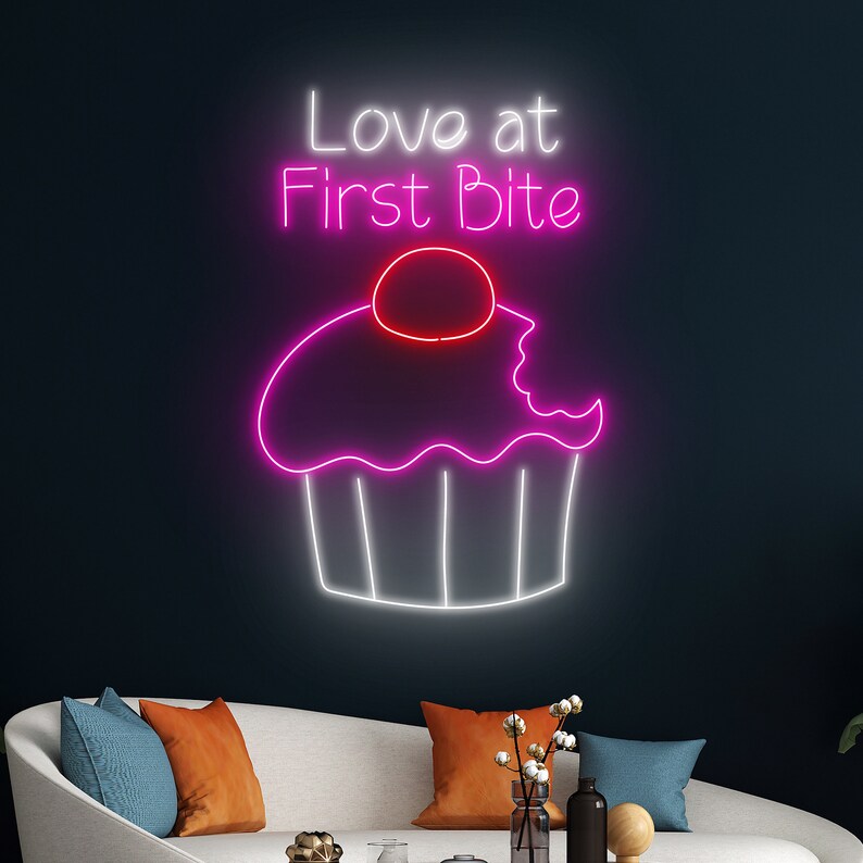 Love at First Bite Cupcake Neon Sign, Cupcake Led Sign Cupcake Led ...