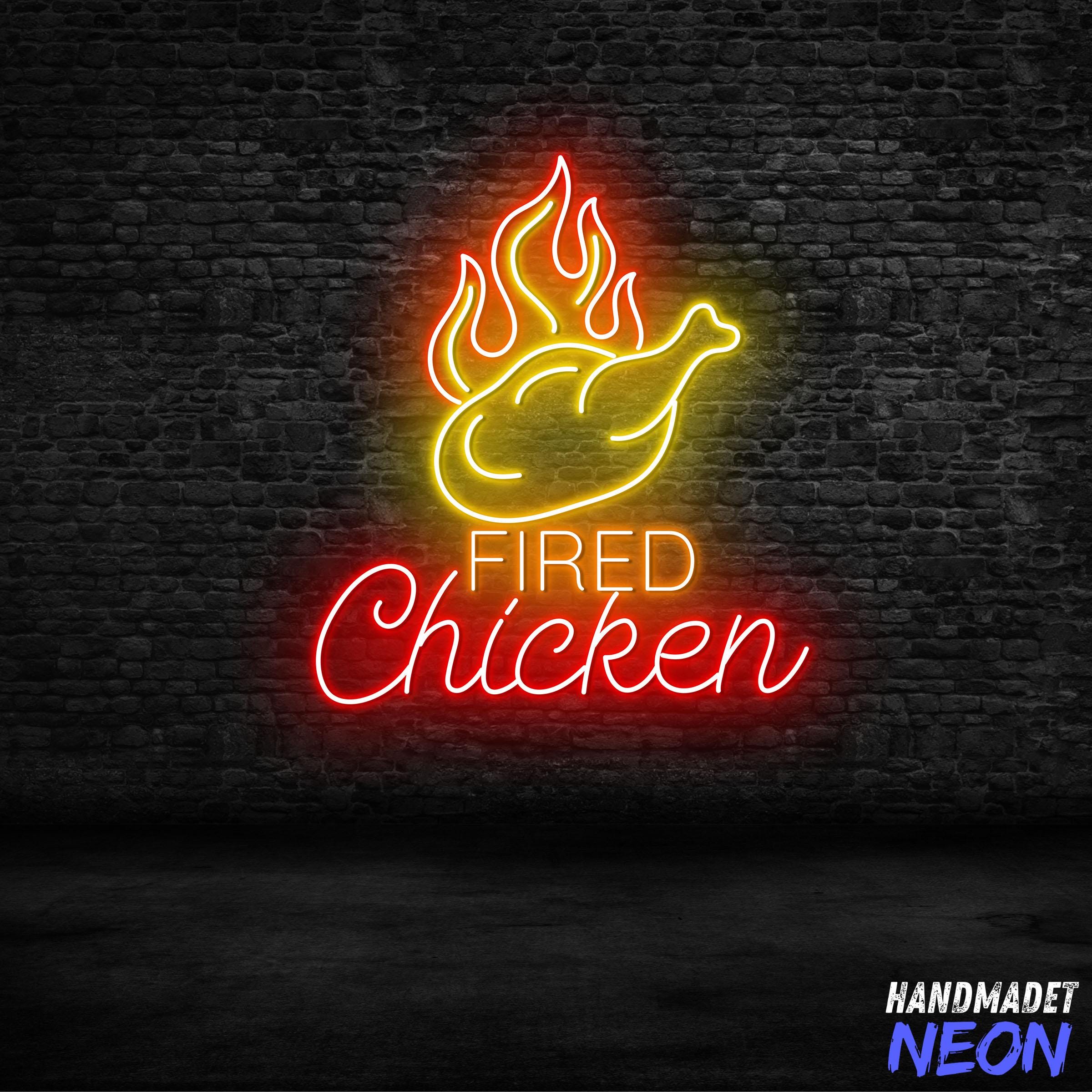 Fried Chicken Neon Sign, LED Wall Light for Restaurant, Fried Chicken ...