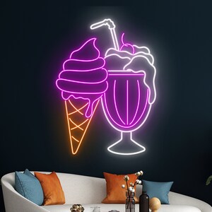Milkshake Ice Cream Neon Led Sign, Ice Cream Milkshake Neon Sign ...