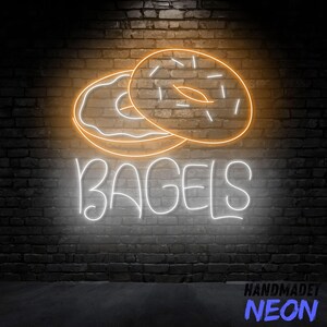 Bagels Neon Sign, Bagels Shop Led Sign, Bagels Cake Open Neon Light ...