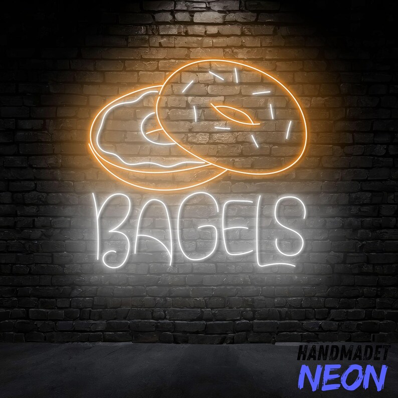 Bagels Neon Sign, Bagels Shop Led Sign, Bagels Cake Open Neon Light ...