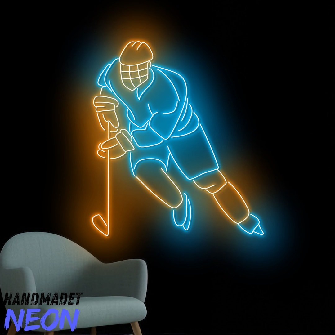Ice Hockey Neon Sign, Hockey Led Sign, Hockey Player Neon Light, Ice ...