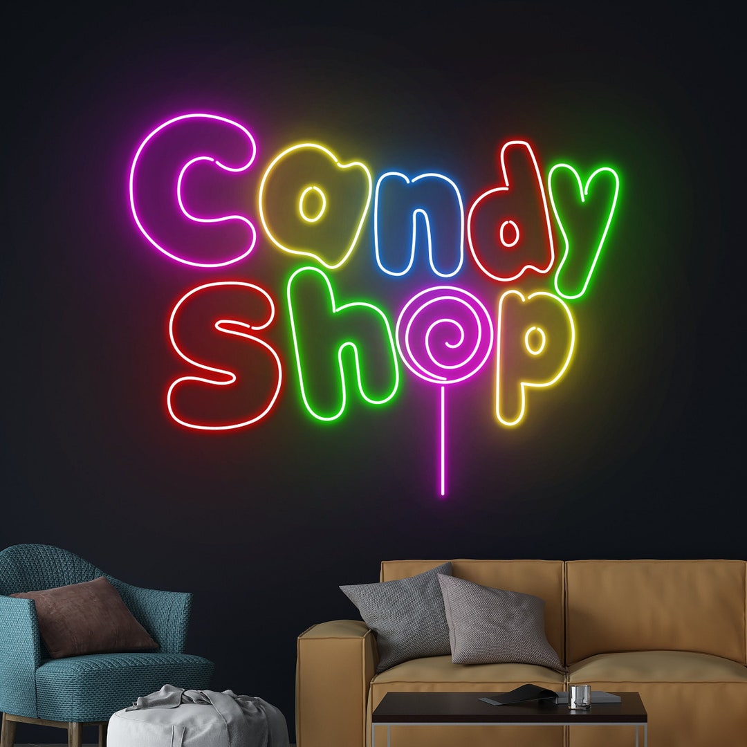 Candy Shop Neon Sign, Candy Led Sign, Lollipop Candy Neon Light, Candy ...
