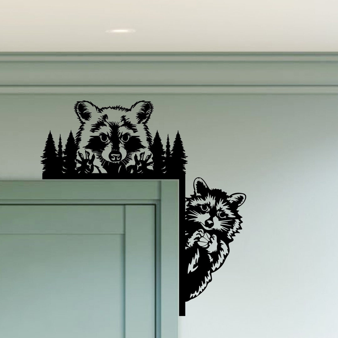Personalized Raccoon Door Corner Metal Wall Art, Raccoon Metal Sign ...