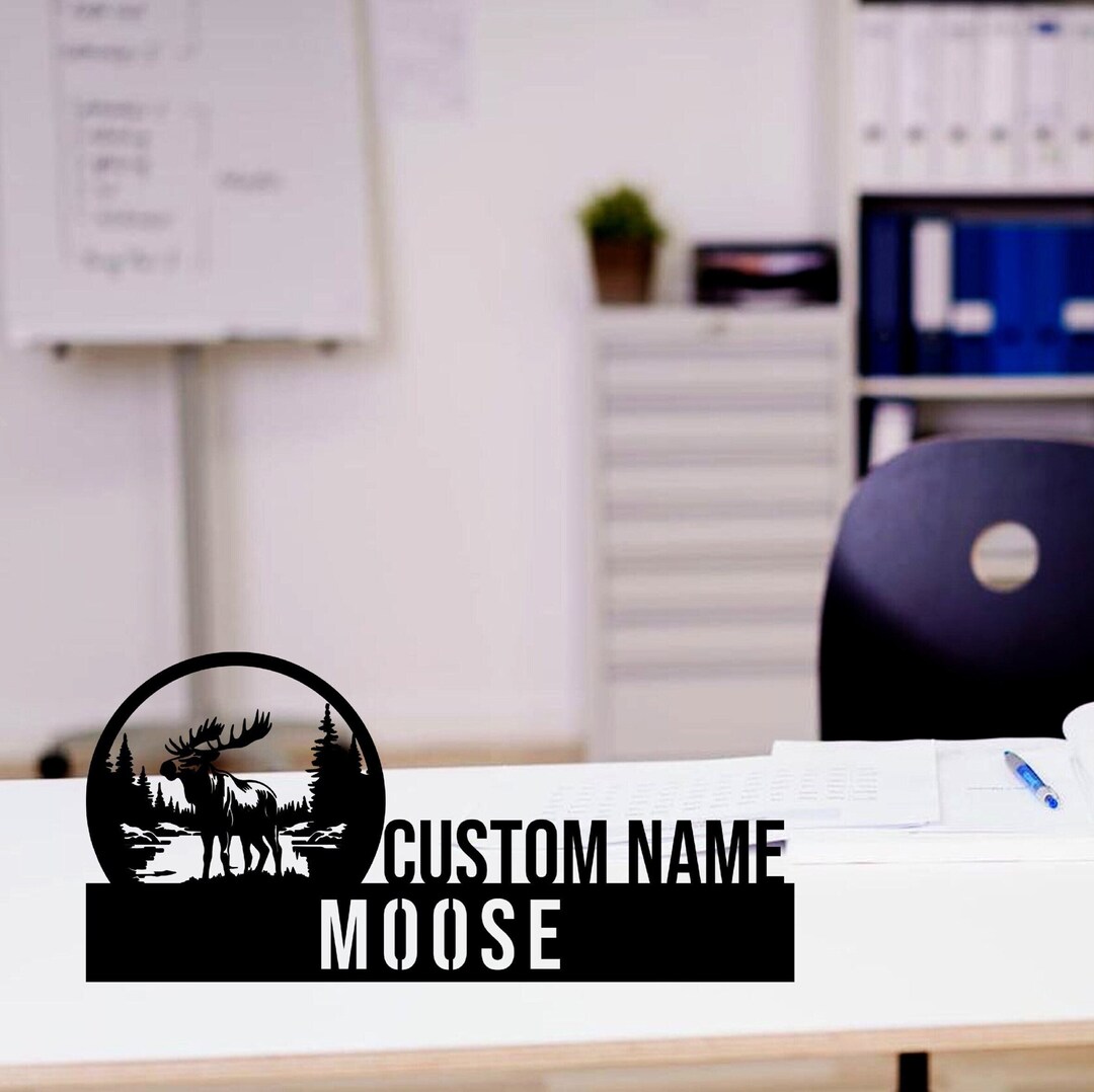Custom Moose Desk Name Plate, Moose Animal Metal Nameplate for Desk ...