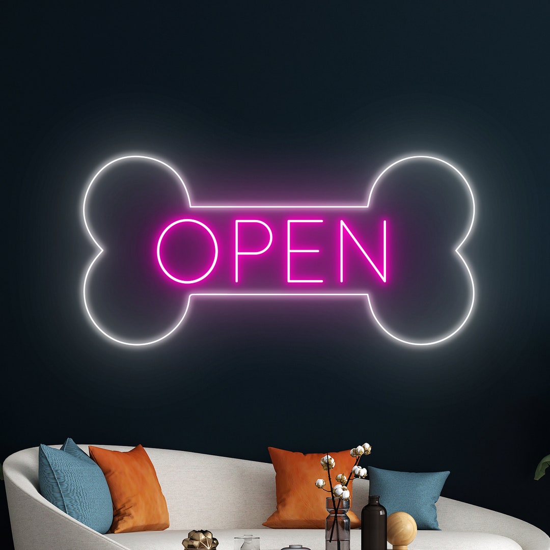 Open Dog Bone Neon Light, Dog Cat Led Light, Pet Store Led Sign, Pet ...