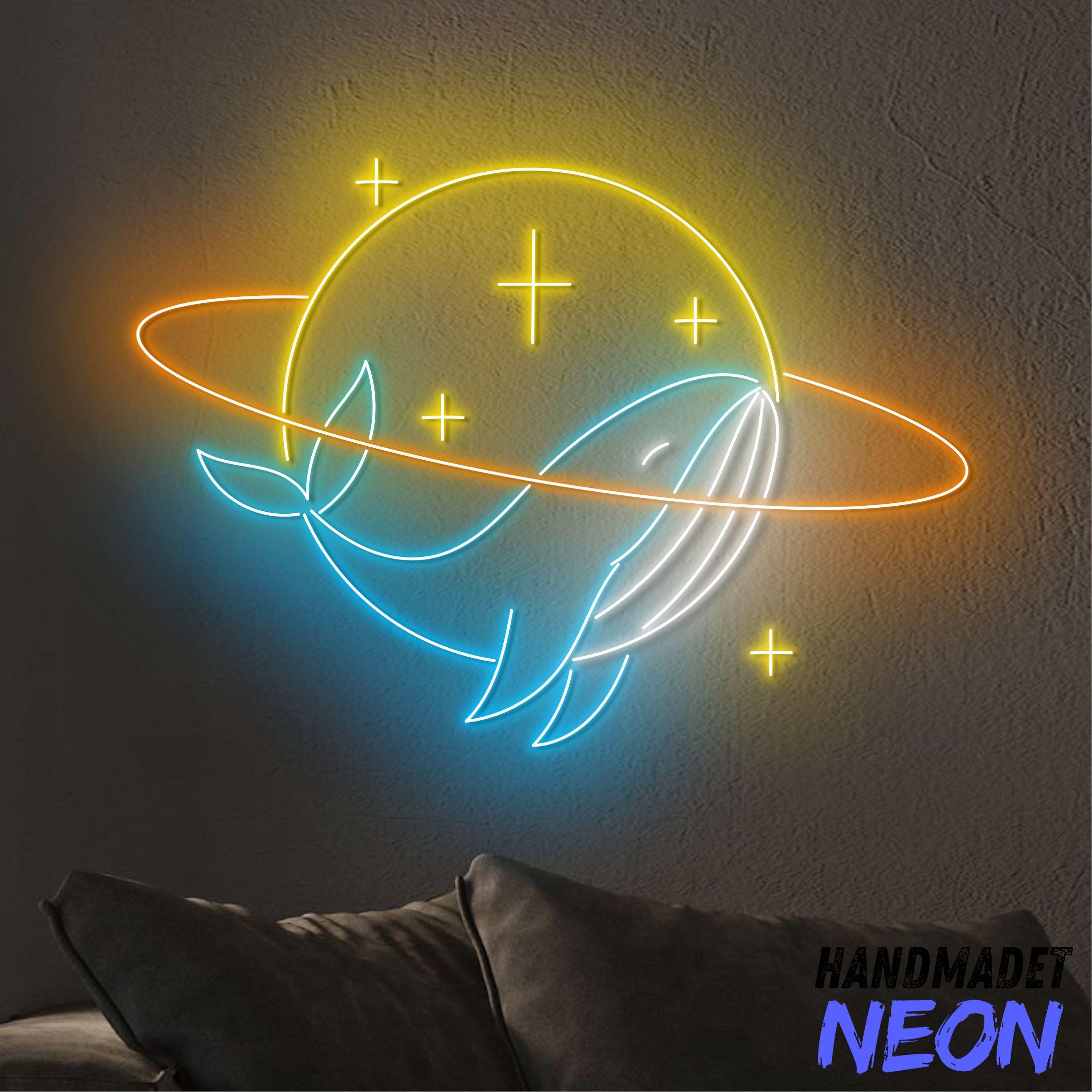 Dolphin Neon Sign, Dolphin With Planet Led Sign, Dolphin Led Light ...