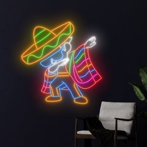 Cinco De Mayo Neon Sign, Sombrero Hat Maraca Neon Light, Sombrero ...