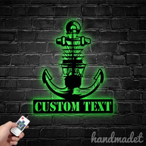 Personalized Anchor Boat Metal Wall Sign, Sailor Metal Wall Light, Ship ...