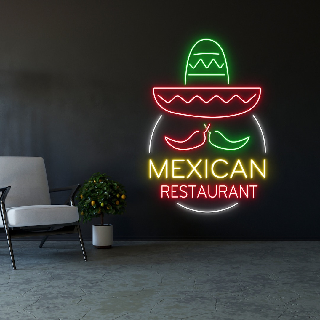 Mexician Restaurant Neon Sign, Mexican Fresh Food Neon Sign, Wall Decor ...