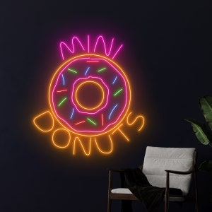 Mini Donut Neon Light, Donut Sprinkled With Love Neon Sign, Sprinkle ...