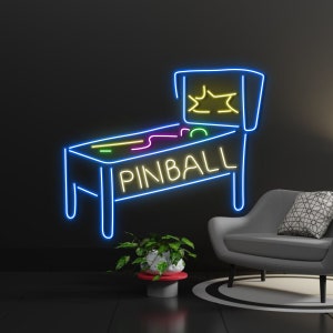 Pinball Machine Neon Sign, Pinball Neon Sign, Pinball Neon Lights, Game ...