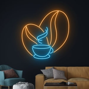 Coffee Cup Neon Sign, Coffee Beans Neon Light, Coffee LED Light, Cafe ...