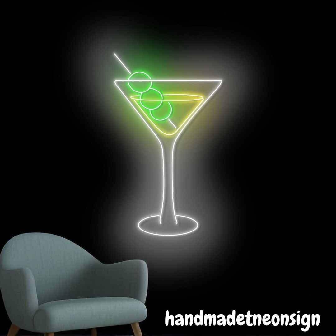 Martini Cocktails Neon Sign, Martini Glass Led Sign, Cocktail Martini ...