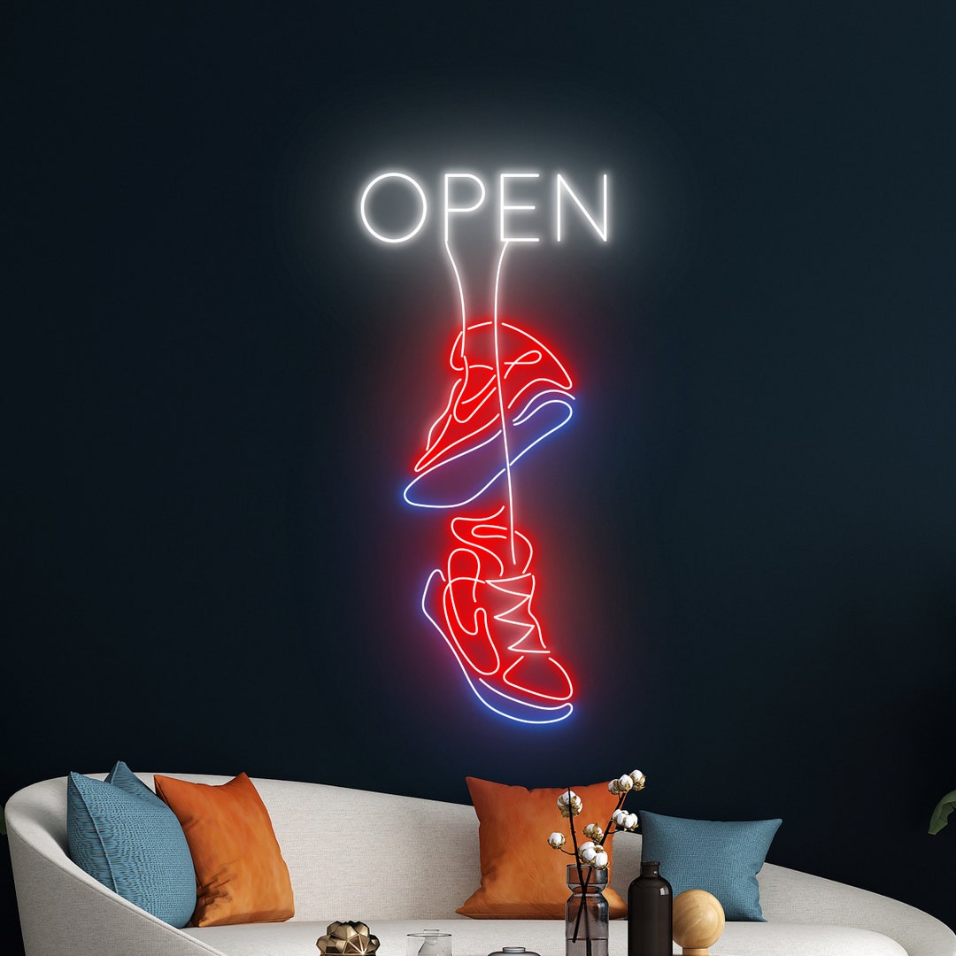 Sneakers Open Neon Sign, Shoes Shop Neon Light, Sport Shoes Led Sign ...