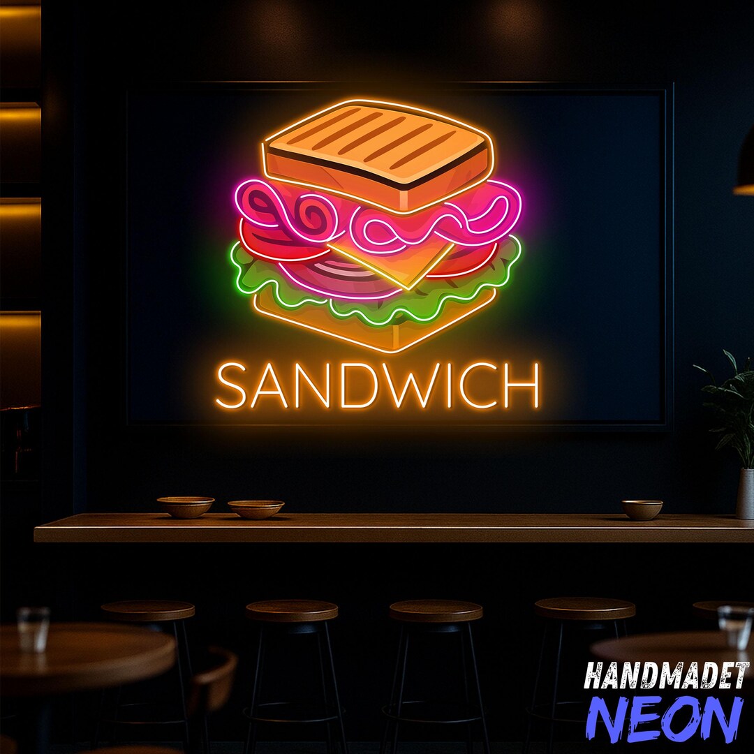 Sandwich Neon Sign for Restaurant Wall Decor, Sandwich Led Light ...