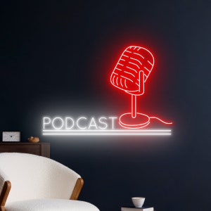 Podcast Microphone Led Sign, Micro Neon Light, Mic Neon Sign, Podcast ...