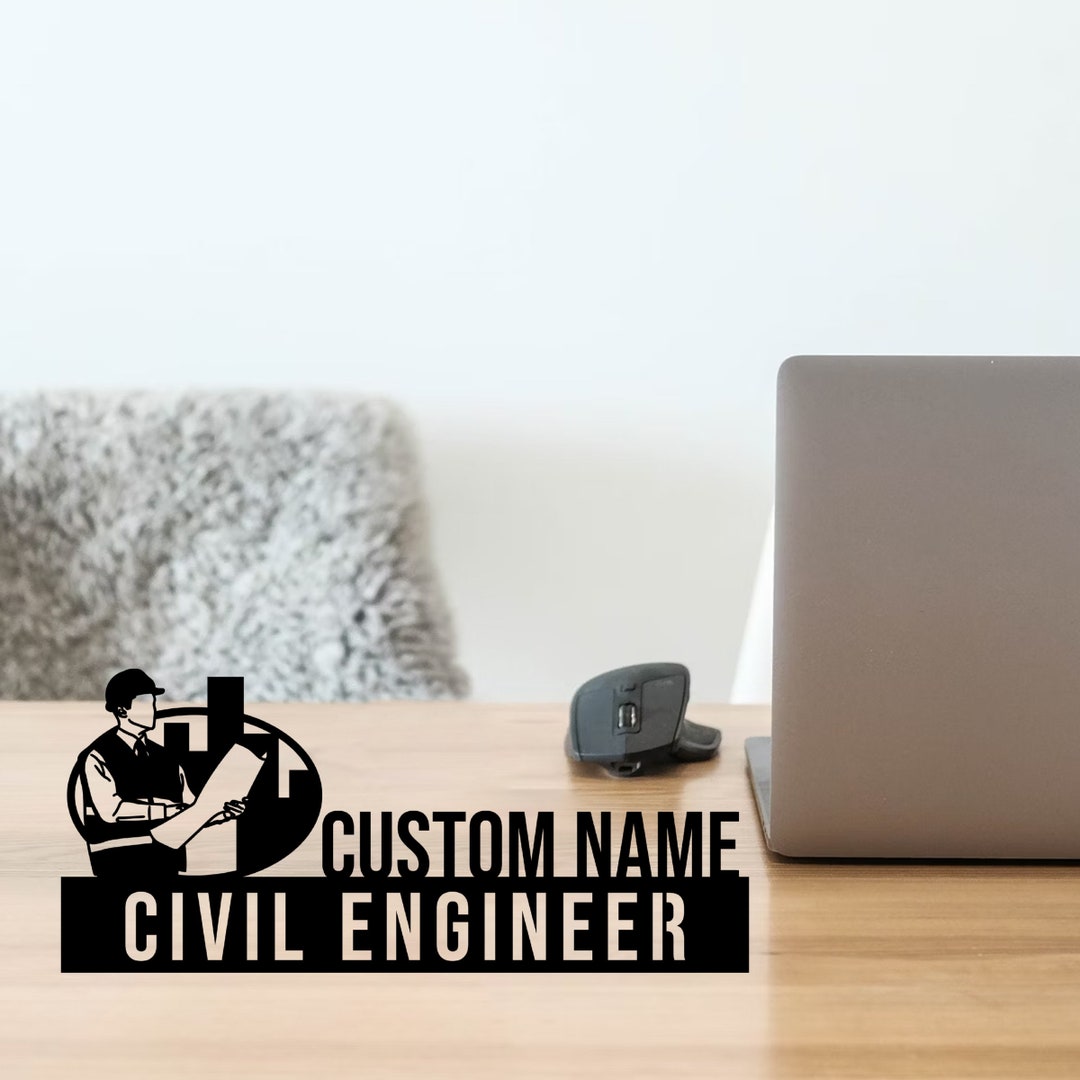 Custom Civil Engineer Metal Desk Name Plate, Engineer Metal Job Name ...