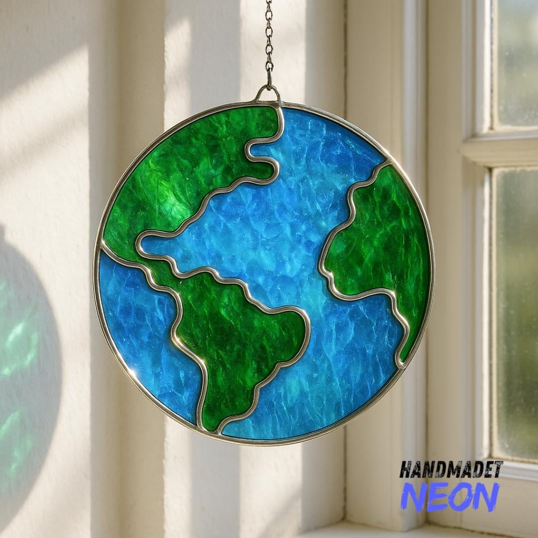 Earth Stained Glass Suncatcher: Earth Glass for Window Decor, Gift for ...