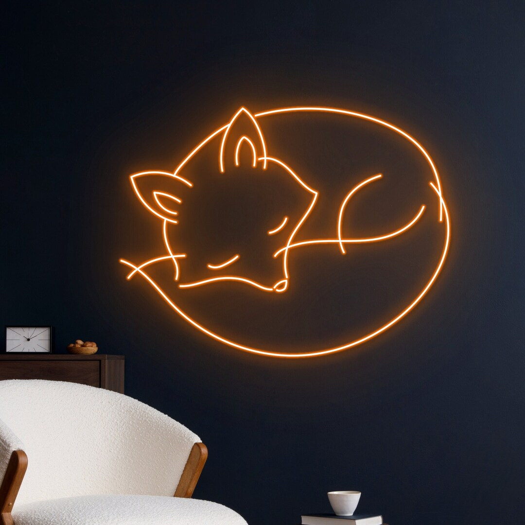 Sleeping Fox Neon Light, Fox Sleeping Led Sign, Fox Neon Sign, Fox Led ...