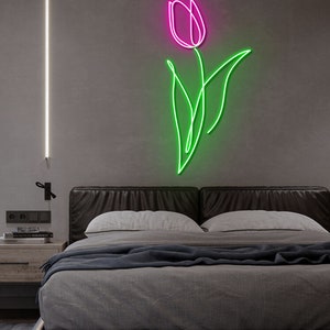 Tulip Neon Sign, Custom Home Bar Salon Kid's Bedroom Wall Decor, LED ...