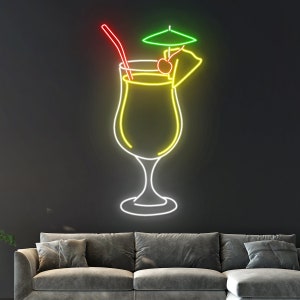 Pina Colada Neon Sign, Pina Colada LED Light, Cocktail Neon Light, Wine ...
