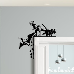 Personalized Dinosaur Door Corner Sign, Dinosaur Metal Door Topper ...