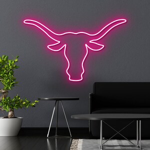 Longhorn Bull Neon Sign, Bull Head Led Neon, Longhorn Head Skull Light ...