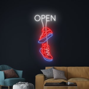 Sneakers Open Neon Sign, Shoes Shop Neon Light, Sport Shoes Led Sign ...