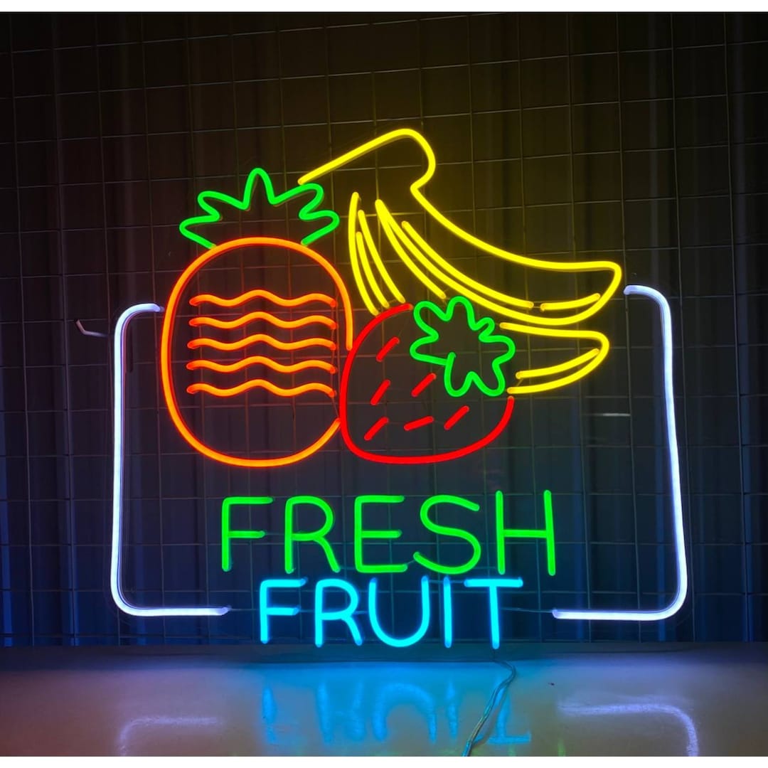 Fresh Fruit Neon Light, Juice Fruit Store Led Sign, Fresh Fruit Neon ...