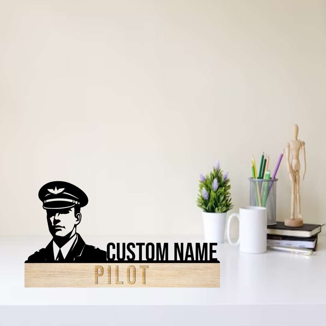Custom Pilot Desk Name Plate, Pilot Metal Nameplate for Desk, Pilot ...