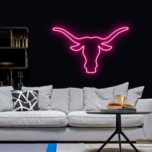 Longhorn Bull Neon Sign, Bull Head Led Neon, Longhorn Head Skull Light ...