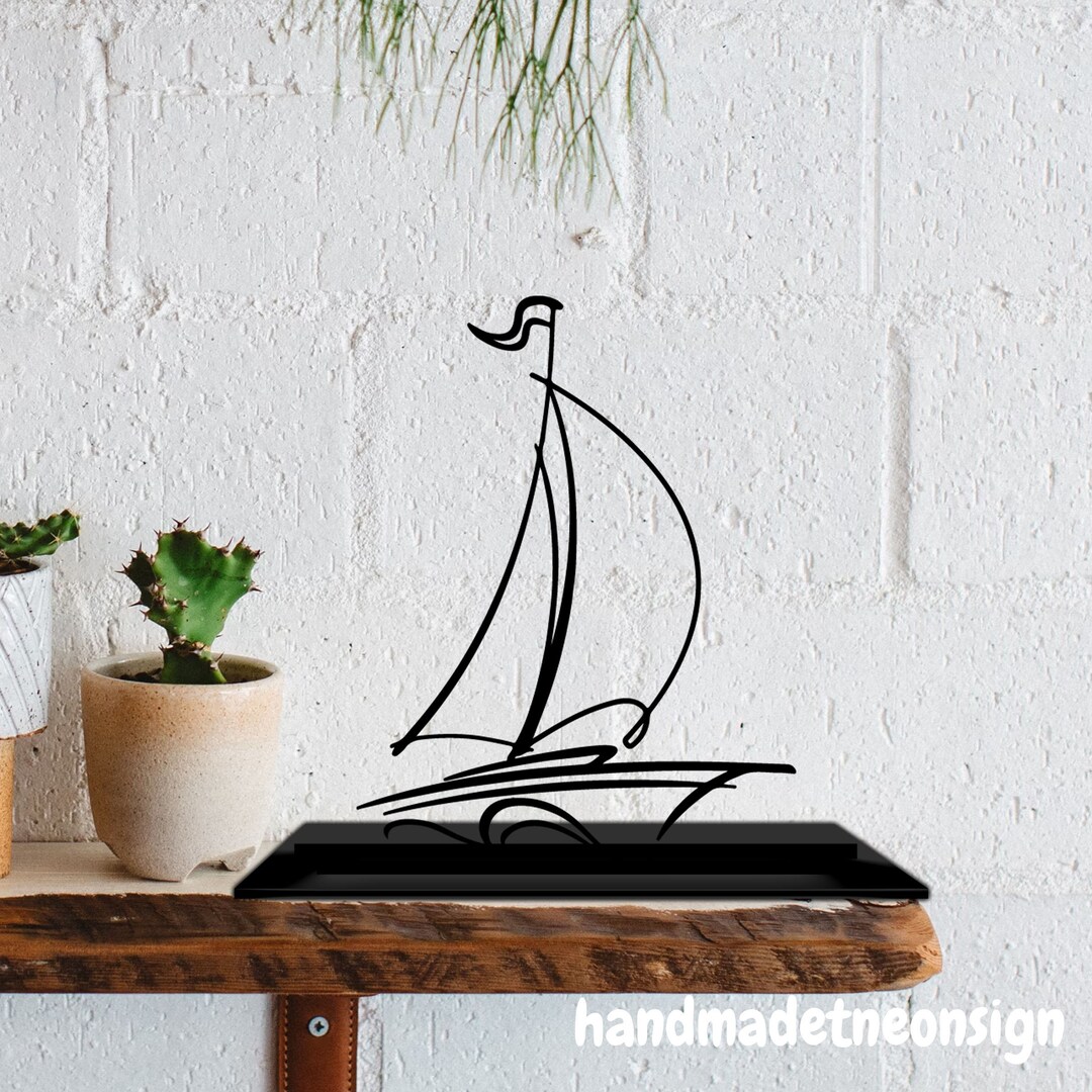 Custom Sailing Boat Table Decor Sailing Boat Metal Shelf Decor Home ...