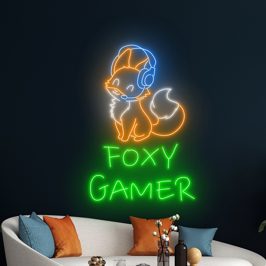 Foxy Gamer Neon Light, Cute Fox Led Sign, Foxy Gamer Neon Sign, Fox Led ...