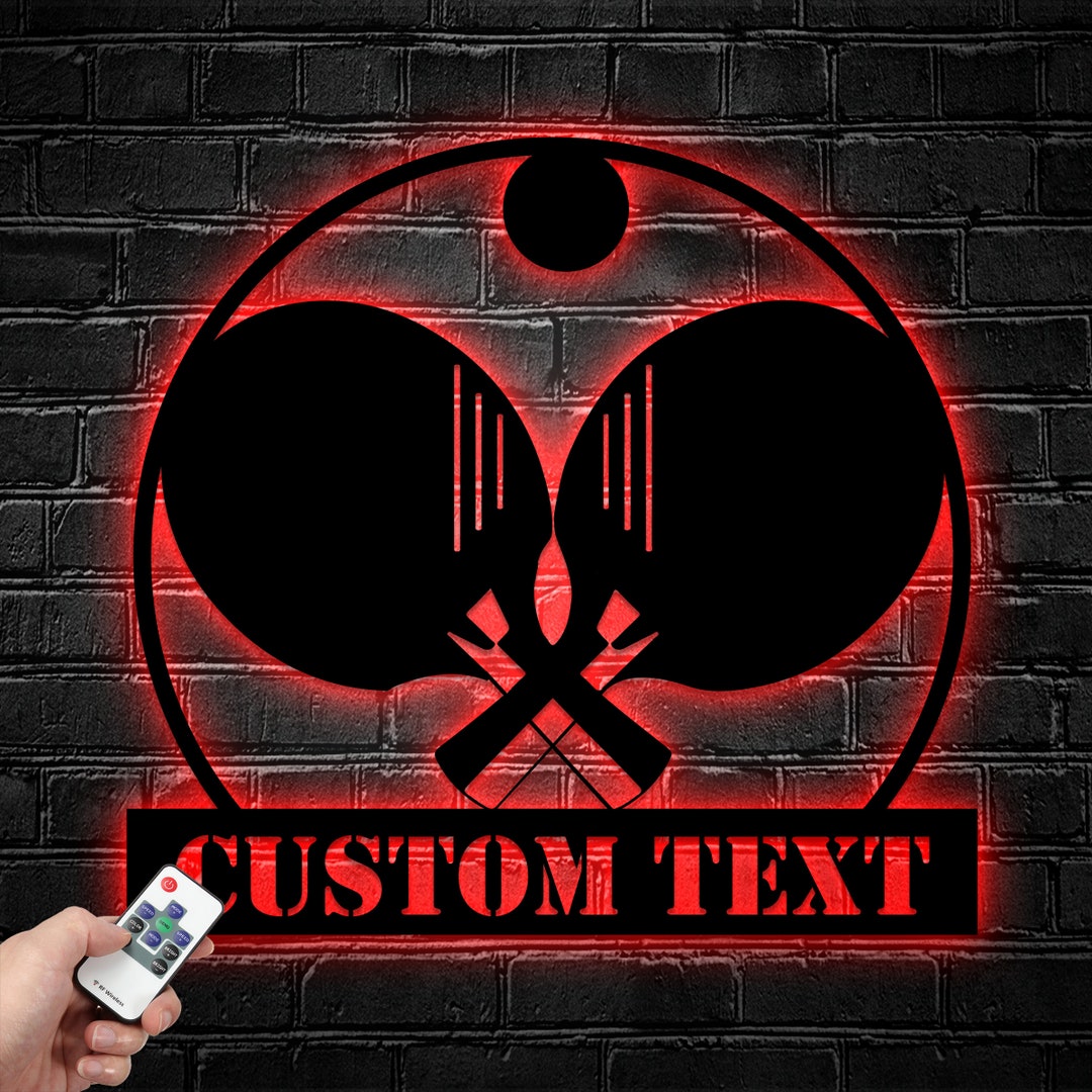 Custom Table Tennis Metal Wall Art With LED Light, Personalized Table ...