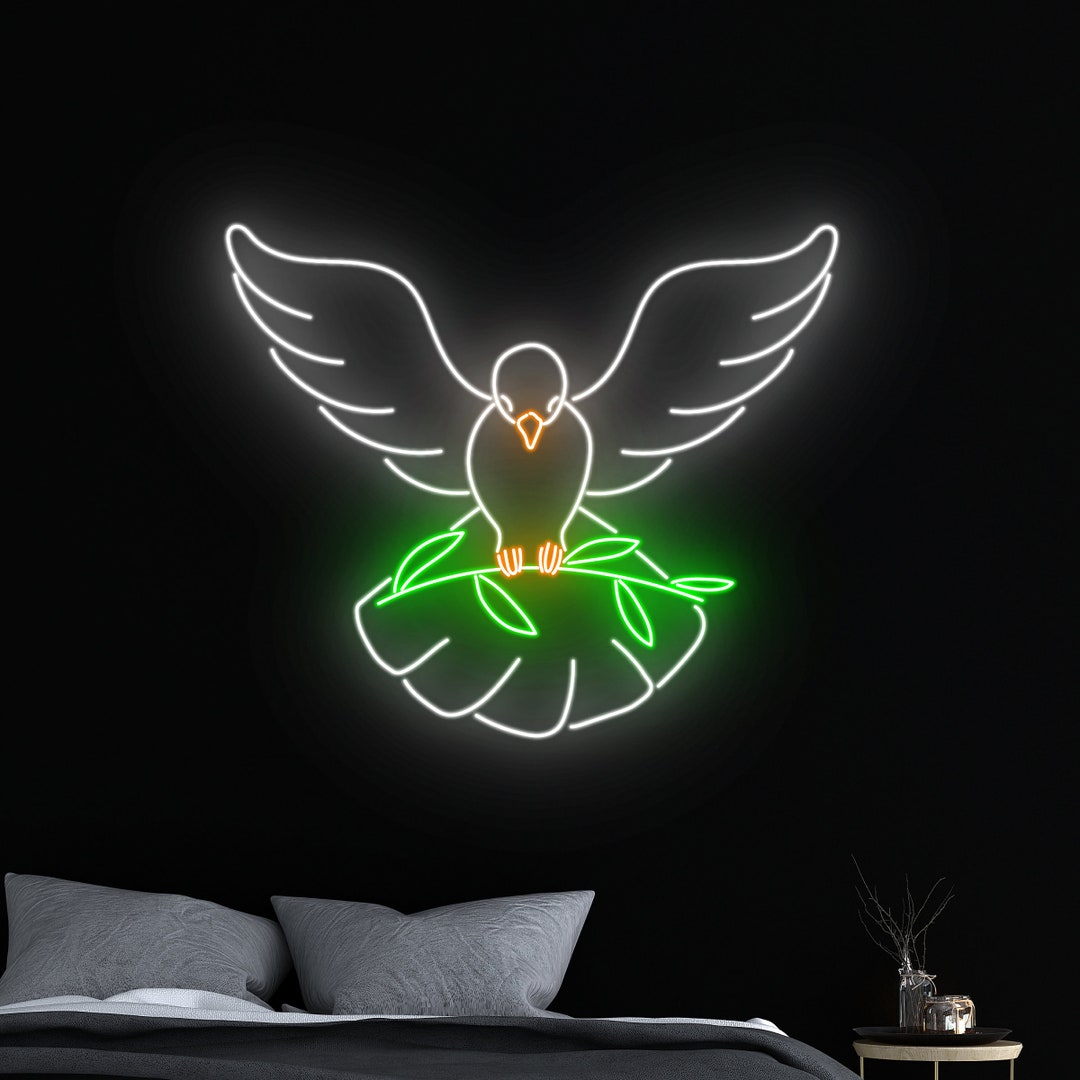 Dove Neon Sign, Flying Pigeon LED Light, Peace Bird Neon Light, Freedom ...