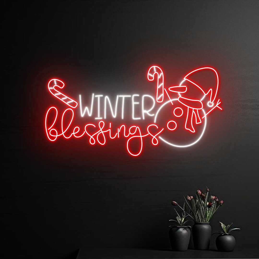 Winter Blessings Snowman Neon Sign Snowman Led Sign Snow Man - Etsy