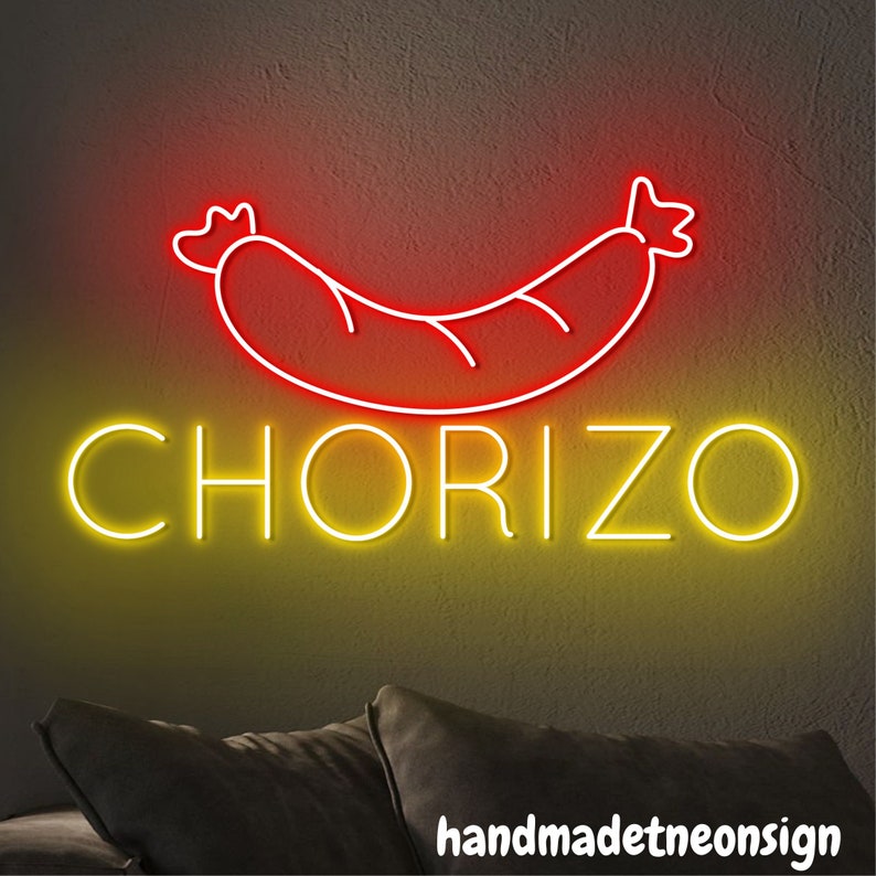 Chorizo Neon Sign, Chorizo Led Sign, Chorizo Sausage Led Light, Smoked ...