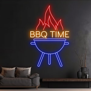 Custom BBQ Time Neon Light, BBQ Neon Sign, Barbecue Led Light, Grill ...