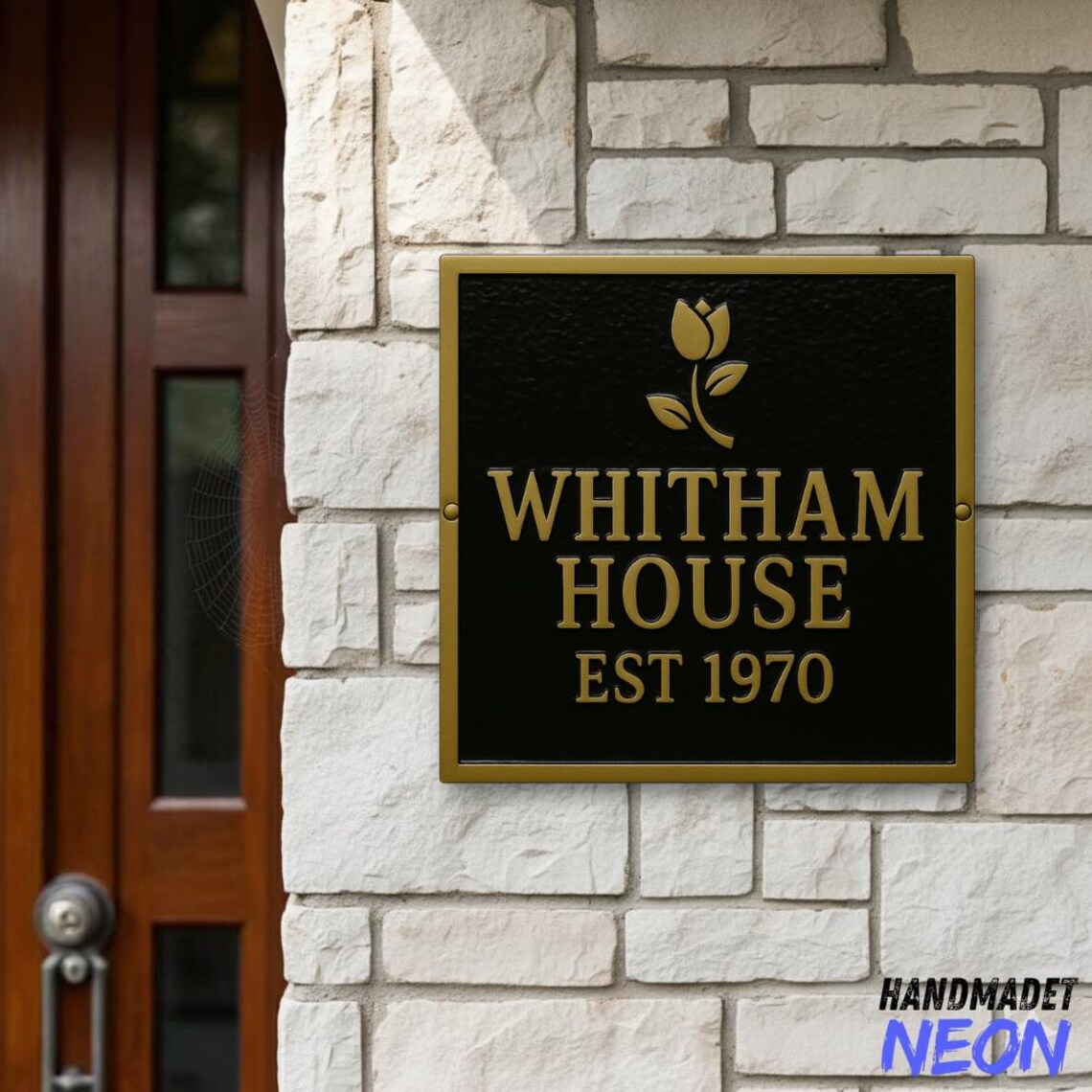 Personalized House Name Plaque With Tulip Design, Custom Outdoor ...